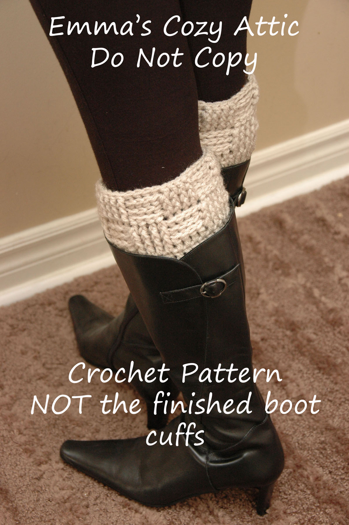 Crochet Pattern - Basketweave Boot Cuffs - Boot Cuff - Leg Warmers ...